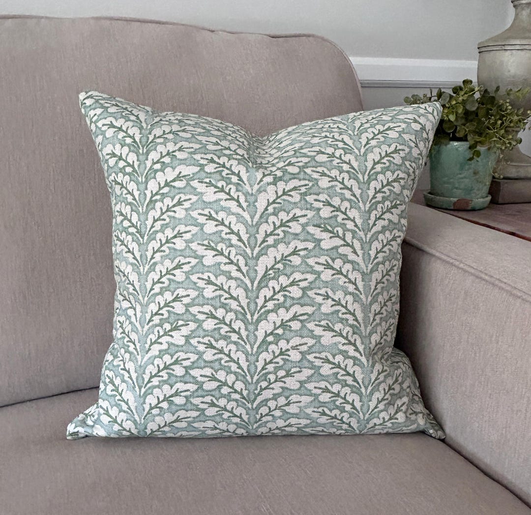 Sage Green Natural Pillow Covers Sage Throw Pillow Block Print Style ...