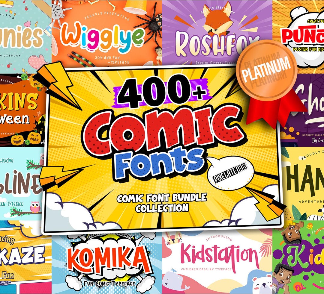 400+ Comic Font Bundle - Cartoon Font, Handwritten Fonts, Display Fonts ...