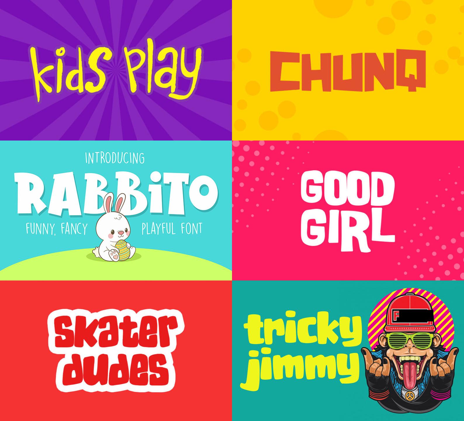 100+ Cartoon Font Bundle - Comic Fonts, Handwritten Styles, Kids Fonts ...