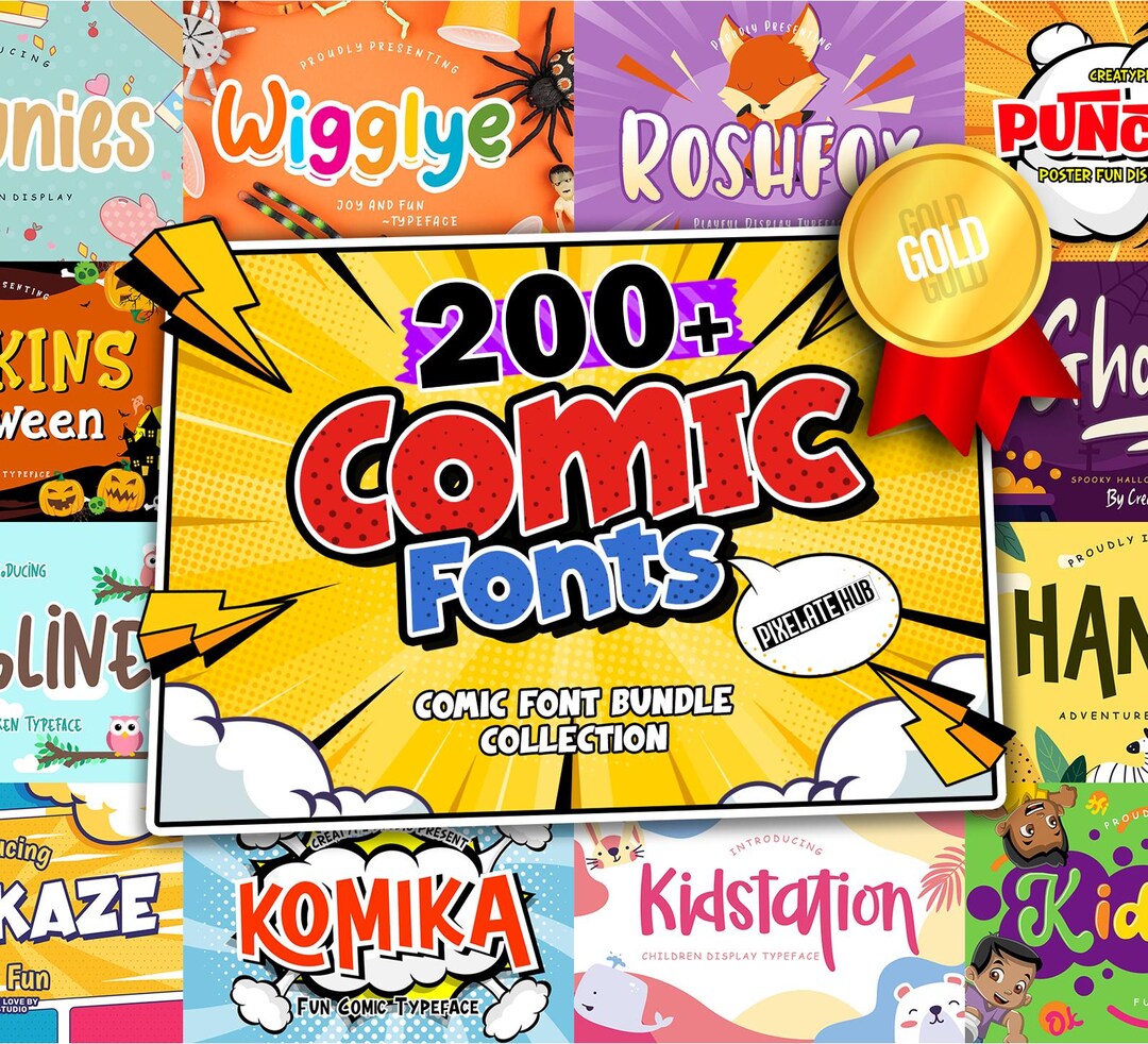 200+ Comic Font Bundle - Cartoon Font, Handwritten Fonts, Display Fonts ...