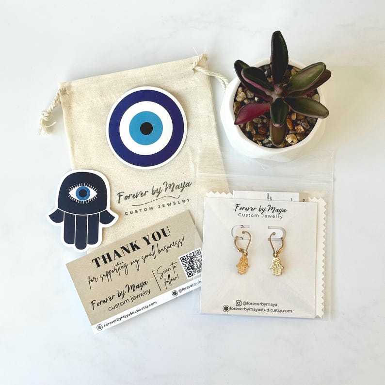 Evil Eye Earrings, 18K Gold PVD, Hamsa Charm Options - Etsy