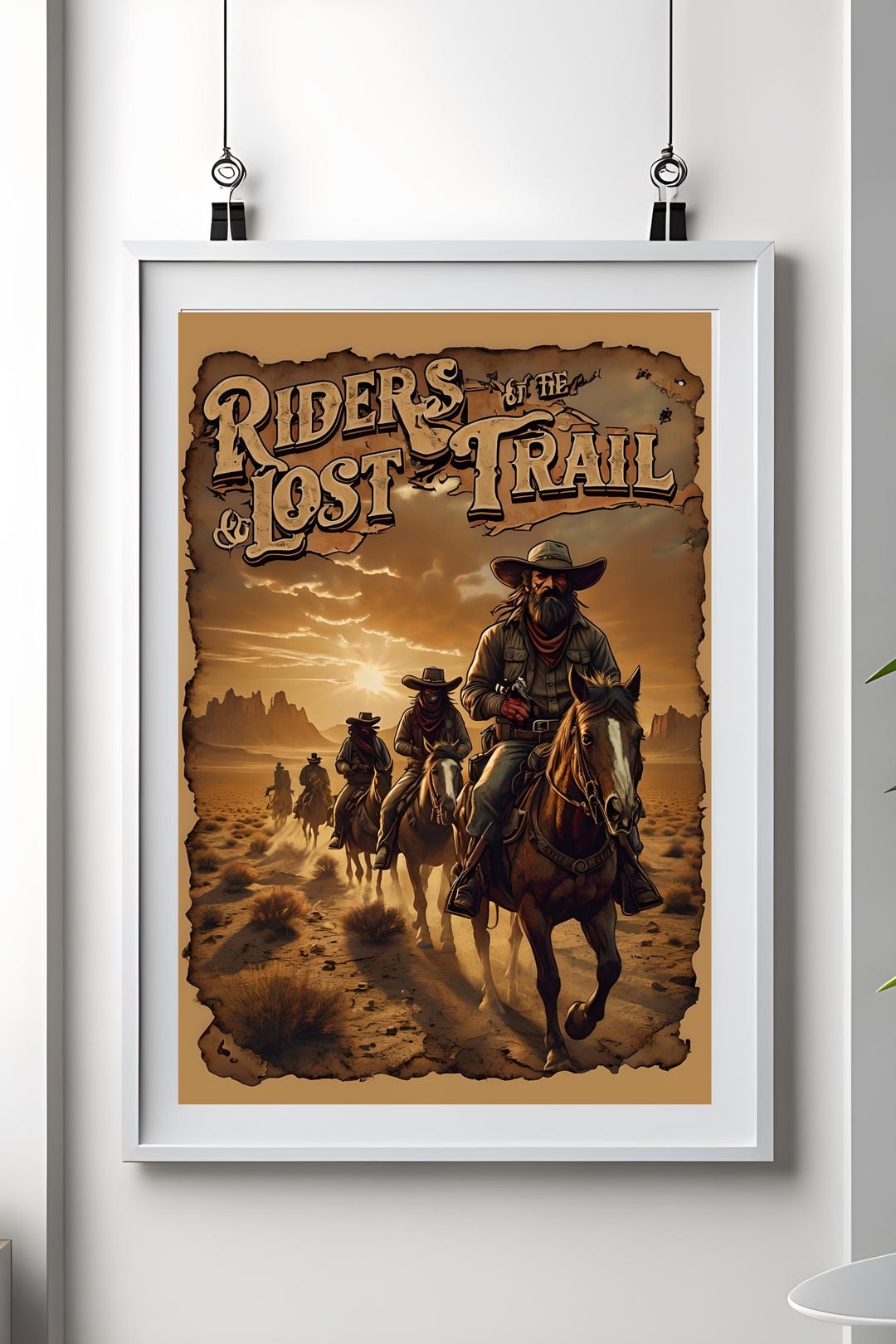 Rustic Western Art Print, Riders of the Lost Trail Vintage Poster, Cowboy Decor, Western Home ...