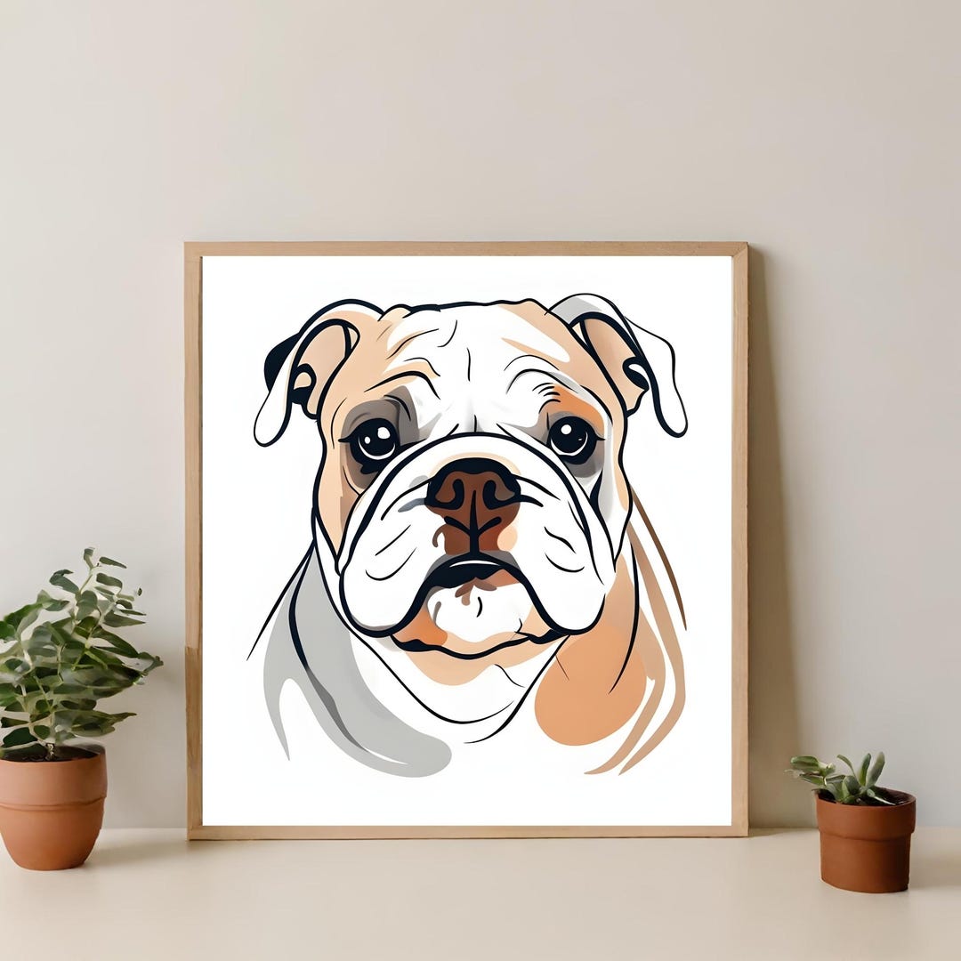 English Bull Terrier Line Drawing Digital Art, Dog Poster, Dog Lover ...