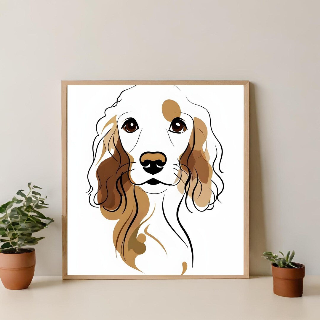 Cocker Spaniel Line Drawing Wall Art, Dog Poster, Dog Lover, Instant ...