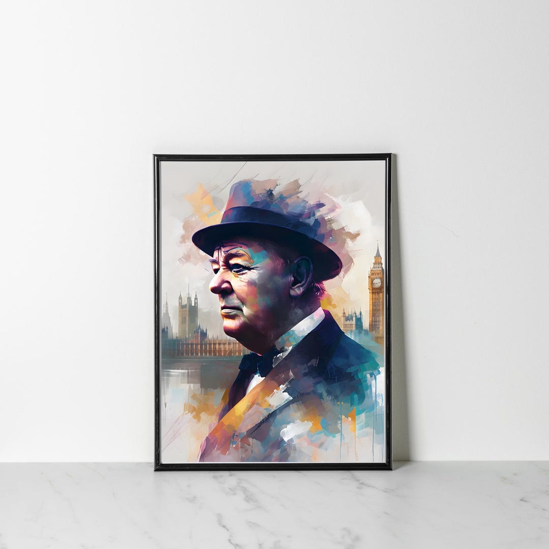 Winston Churchill Watercolour Portrait, Digital Wall Art, Winston ...