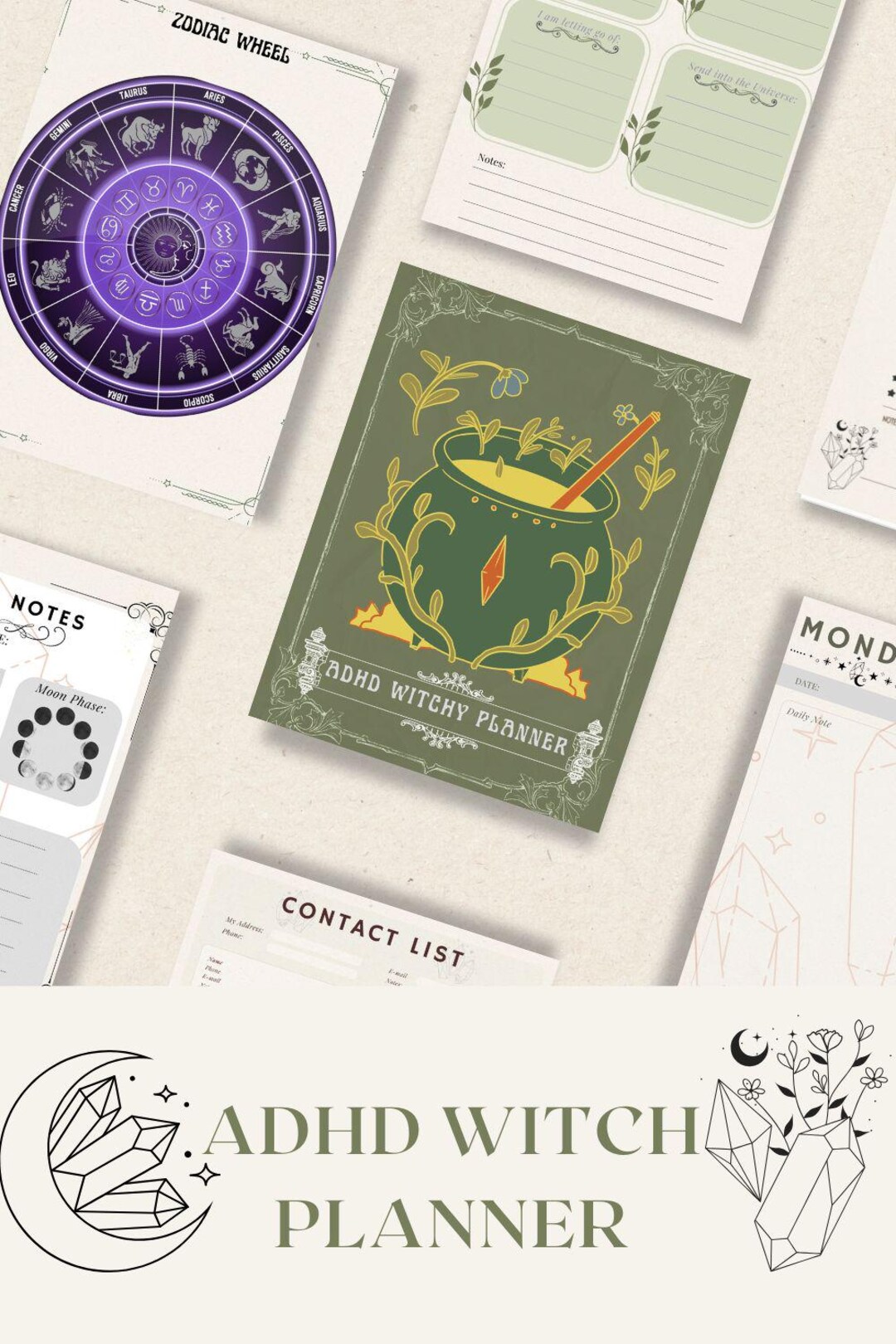 ADHD Witch Planner, Weekly, Monthly, Pagan Canva FREE Version (digital ...