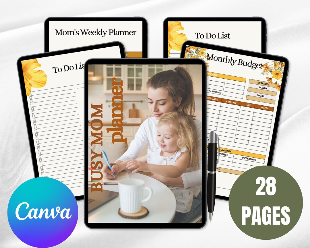 Busy Mom Planner Digital Template Stay at Home Mom Planner Life Organizer for Mom Life Planner ...