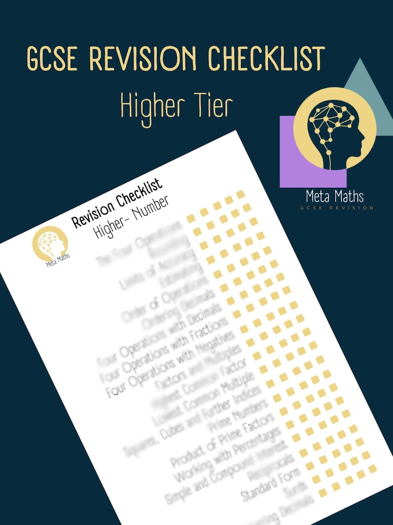 GCSE Maths Higher Revision Checklist | PDF Download - Etsy UK