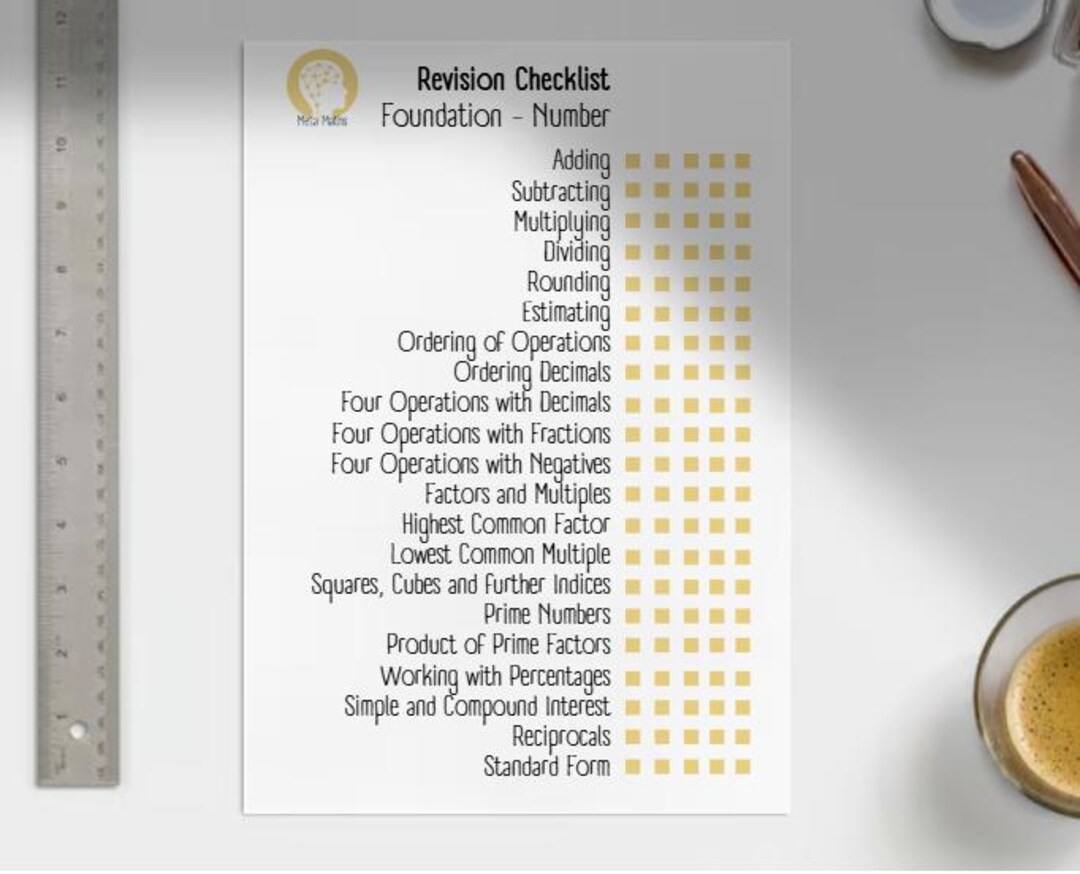 Maths GCSE Revision Checklist - Foundation - Etsy