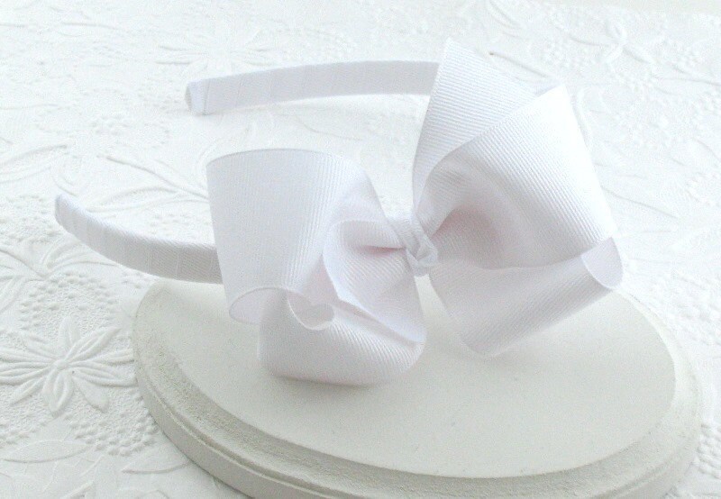 White Hair Bow Headband Girls & Adult Bow Headband Big Girl - Etsy