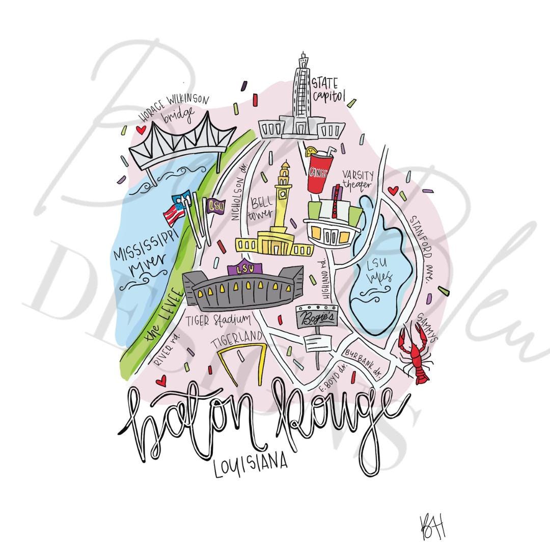 Baton Rouge Map Digital Download - Etsy
