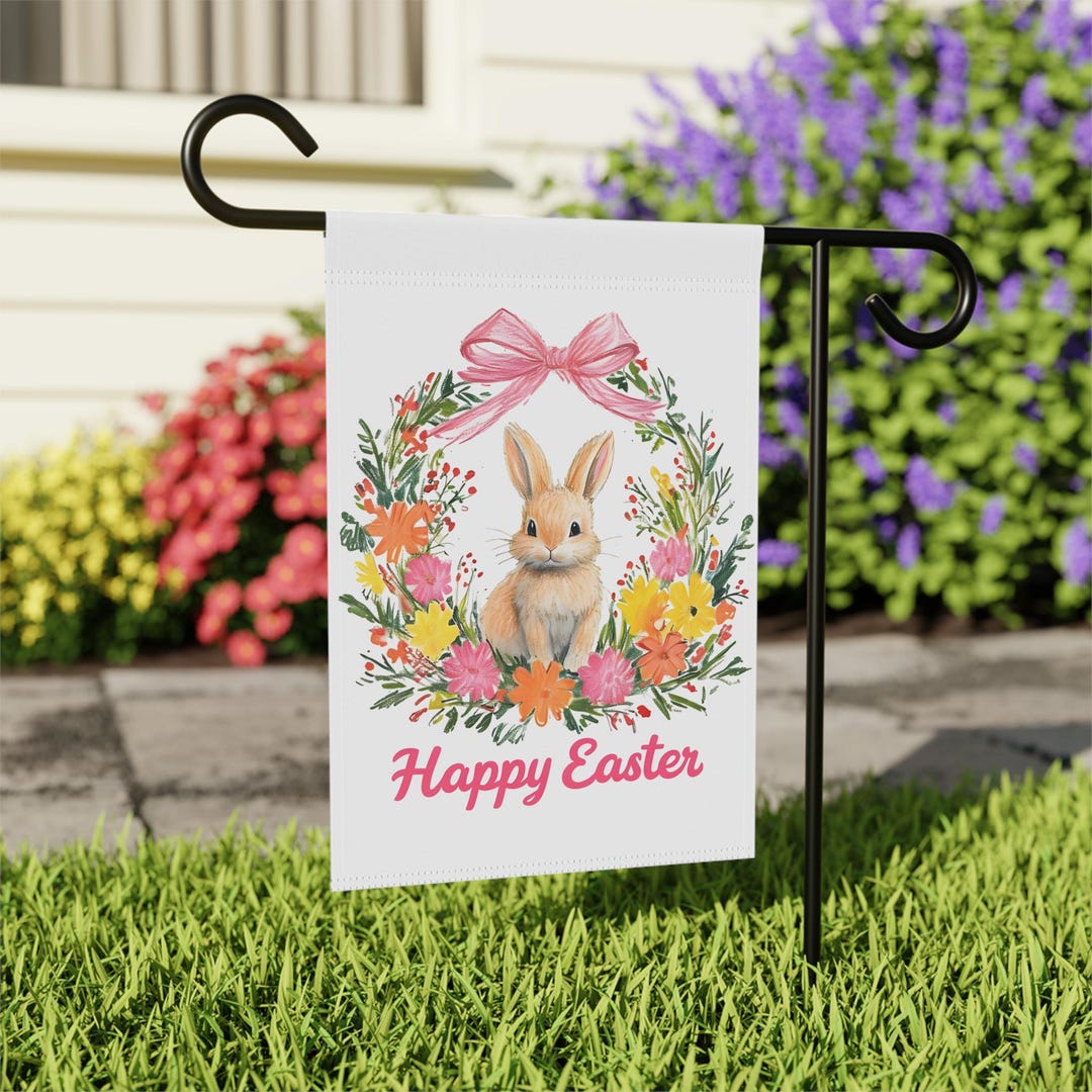 Easter Garden Banner, Spring Yard Flag, Bunny House Flag, Easter Bunny ...