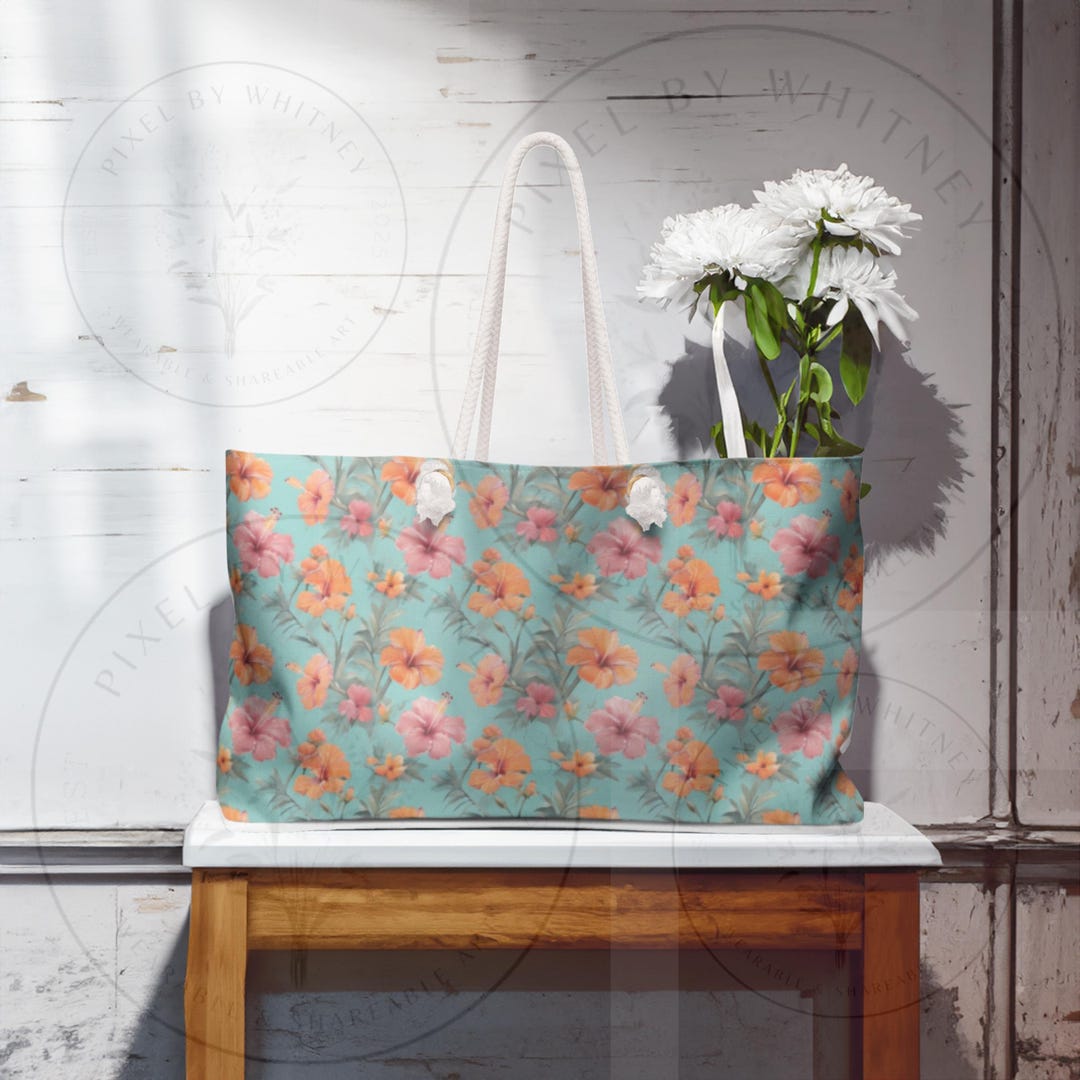 Tropical Floral Weekender Bag, Beach Tote, Travel Duffle, Summer ...