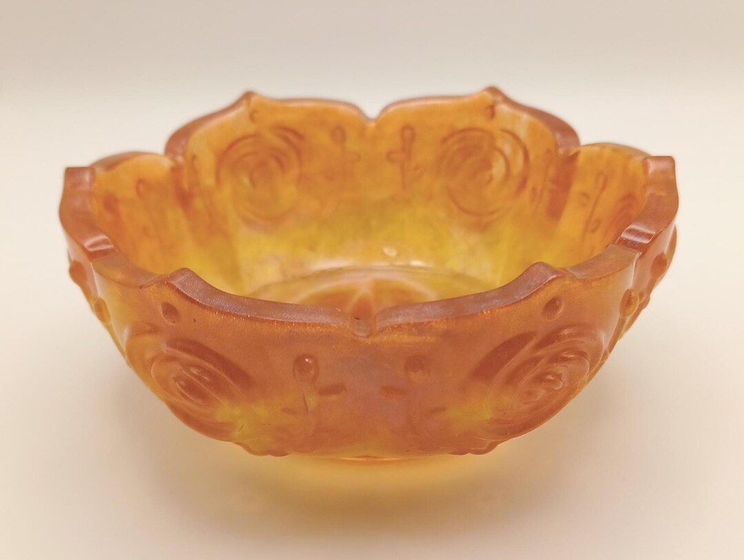 Lotus Flower Bowl - Orange and Gold - Rely on God - Etsy