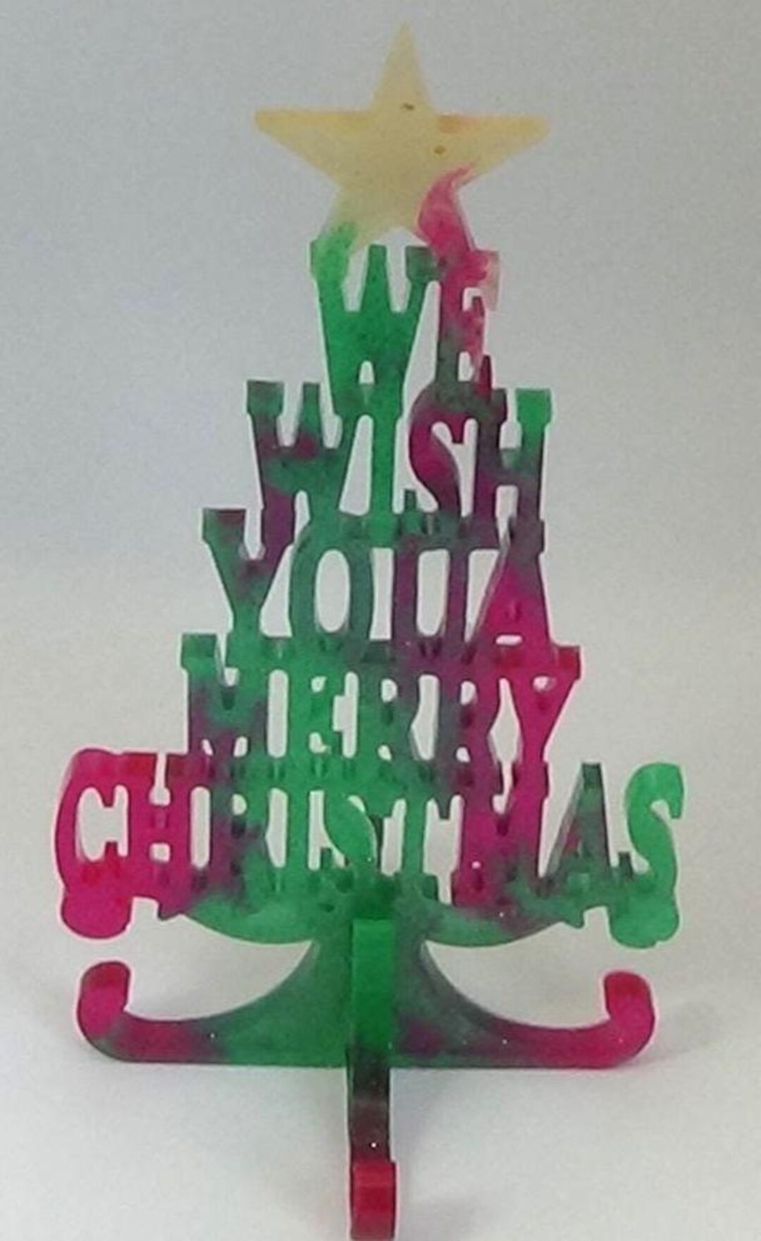 Tree Shaped Table Top Decoration - Red and Green Swirled With Glitter ...
