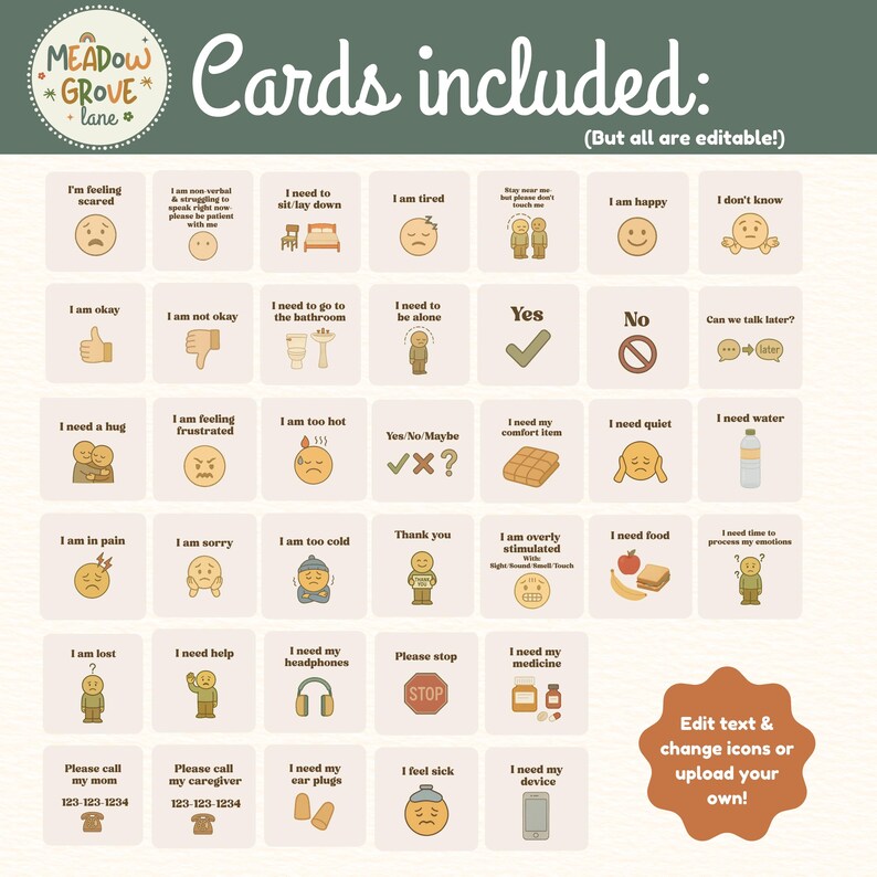 Editable Communication Cards for Nonverbal | Autism Visual Supports ...
