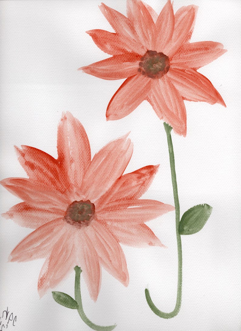Peach Coral Flowers Watercolor Flowers Printable Digital Download Wall ...