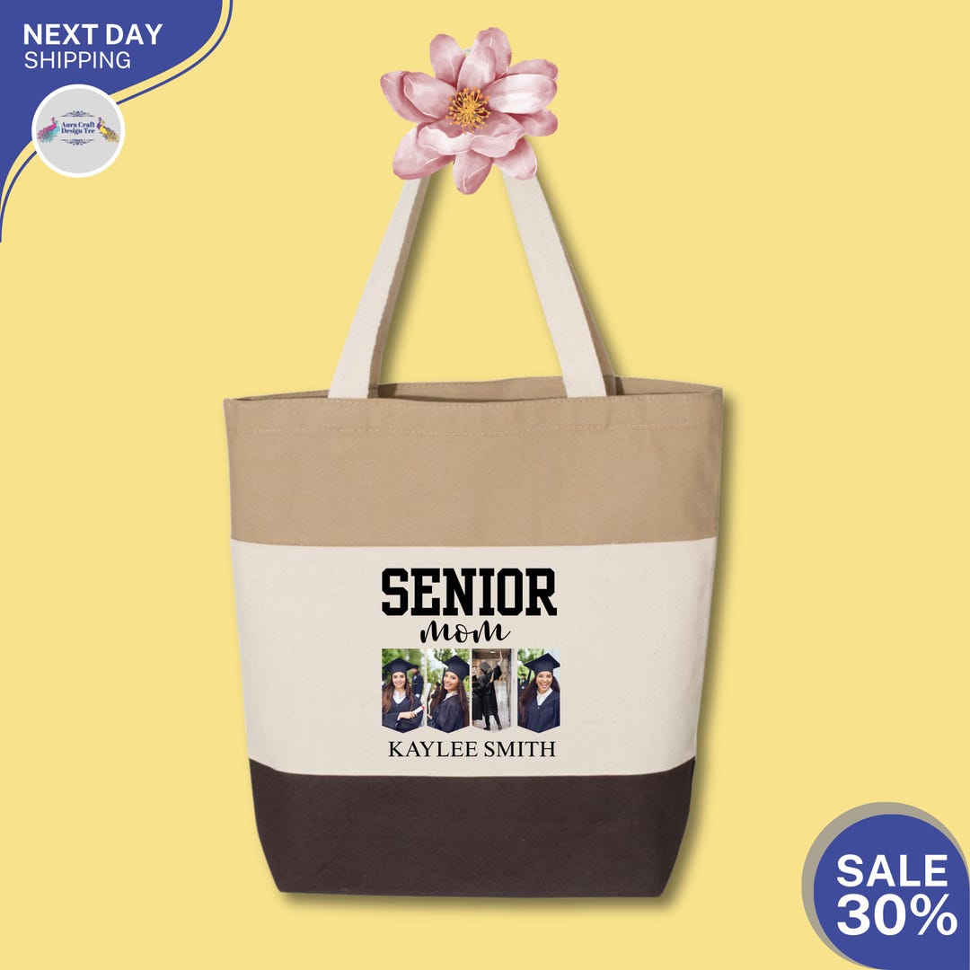 Senior Mom Tote Bag, Personalized Graduation Gift Bag, Custom Name ...