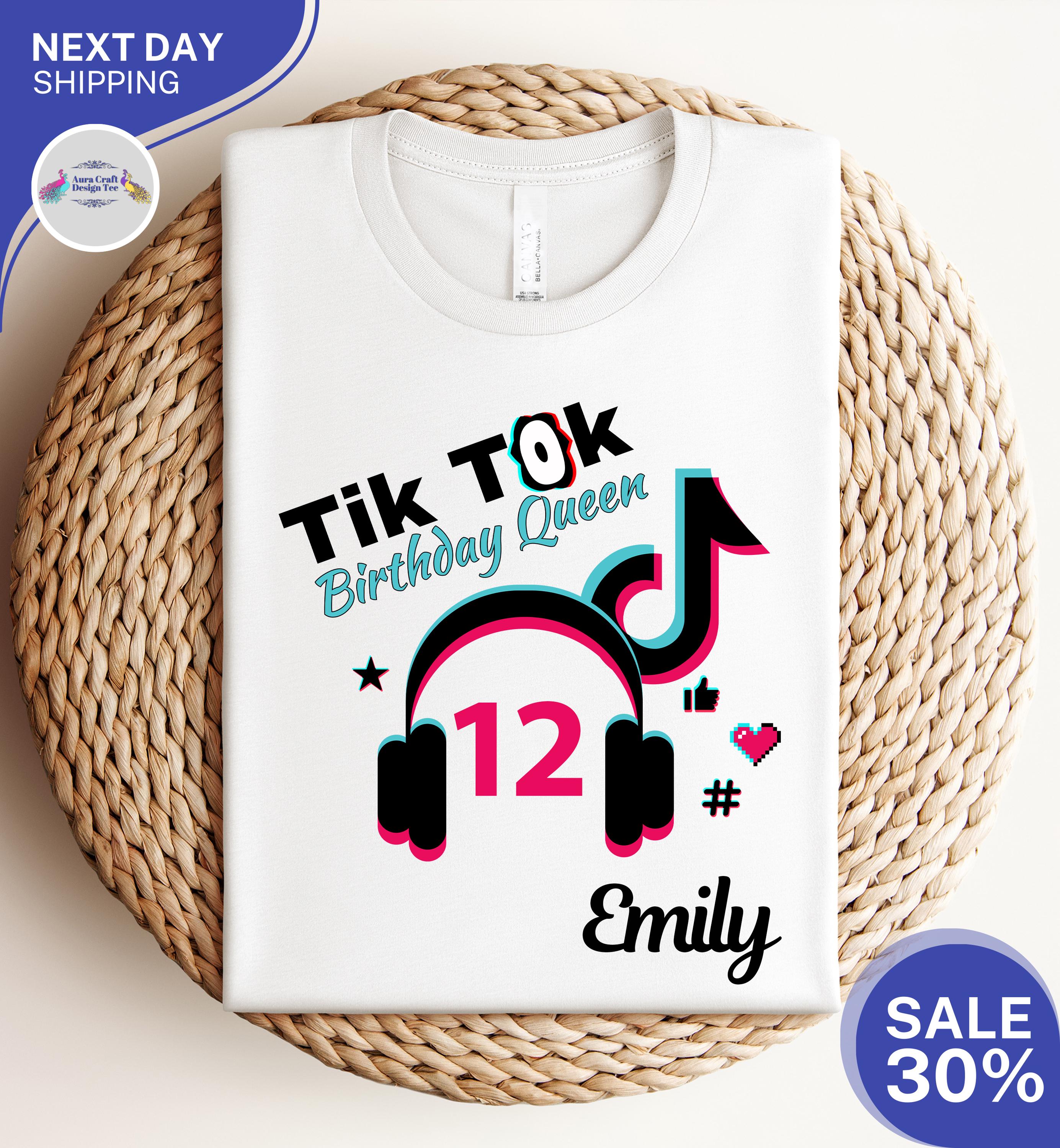 Tiktok Birthday Shirt for Kids, Custom Name & Age, Trendy Party Tee ...