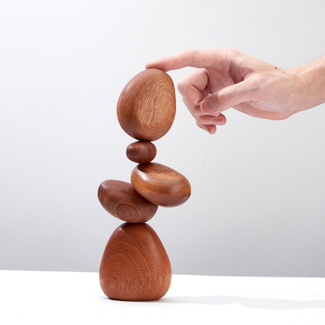 Magnetic Wooden Pebble Balance Stones - Stacking Art Sculpture, Desk ...