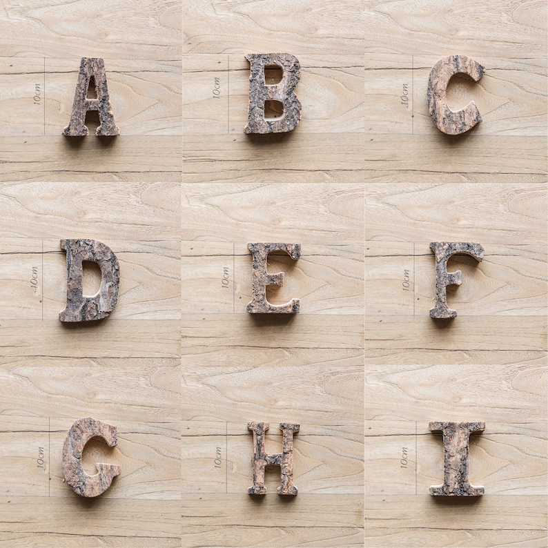 Rustic Wooden Letters A-Z Alphabet and Numbers 1-9 Wood Wall Hanging ...