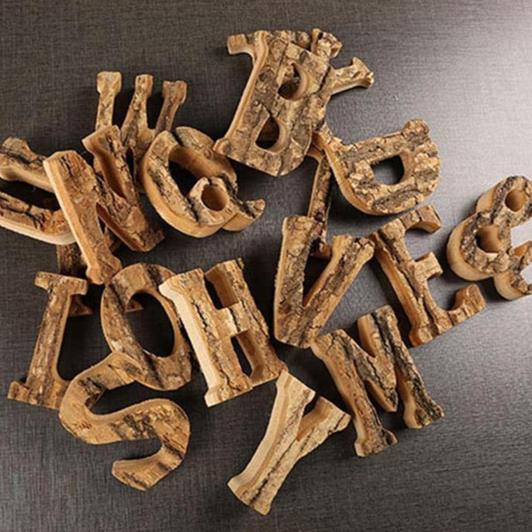 Rustic Wooden Letters A-Z Alphabet and Numbers 1-9 Wood Wall Hanging ...