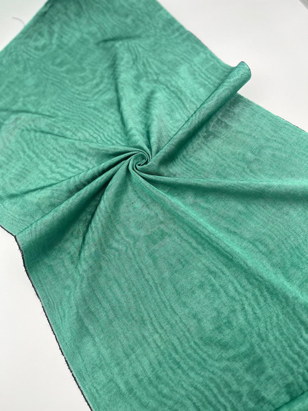 Green Silk Moire Fabric, Watermark Pattern, Organic Cotton Blend - Etsy