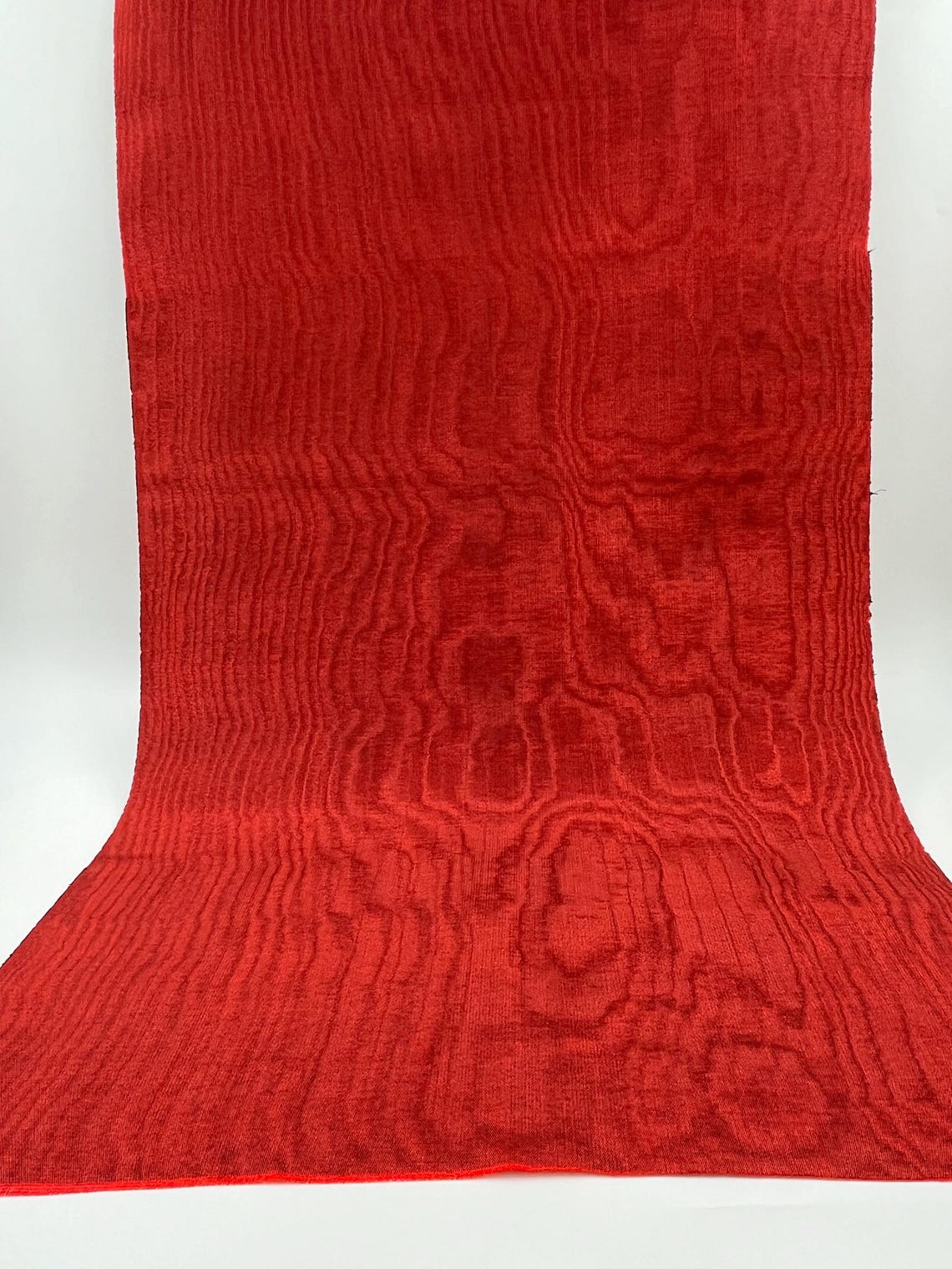 Red Silk Moire Fabric, Watermark Pattern, Designer Textile (19.7" Wide ...
