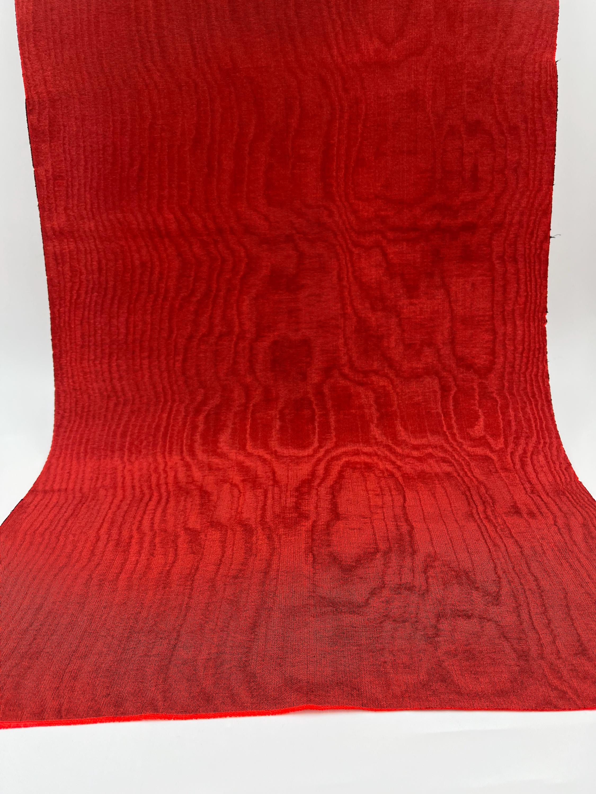 Red Silk Moire Fabric, Watermark Pattern, Designer Textile (19.7" Wide ...
