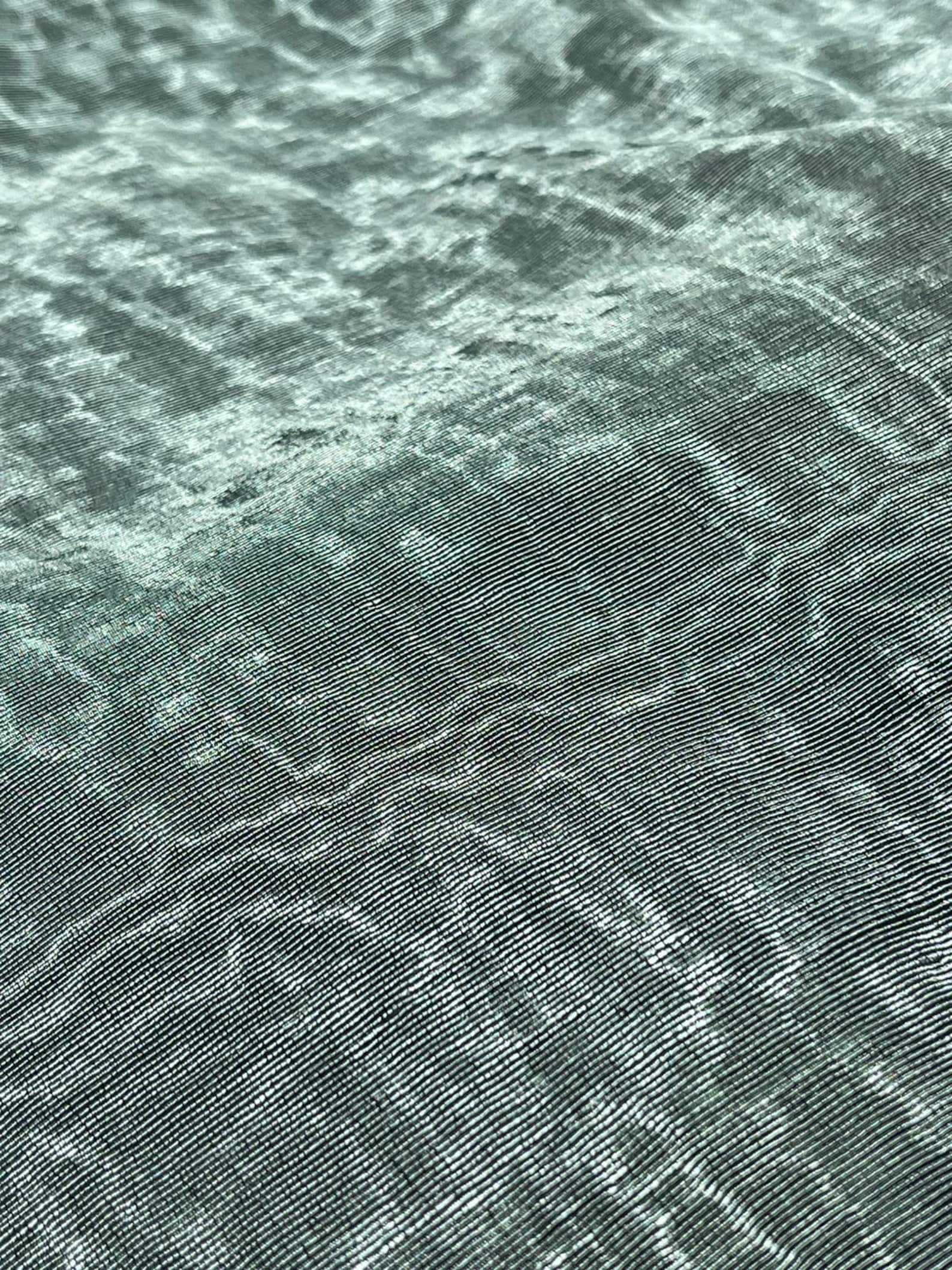Sage Green Silk Moire Fabric, Organic Cotton Blend, Watermark Pattern ...