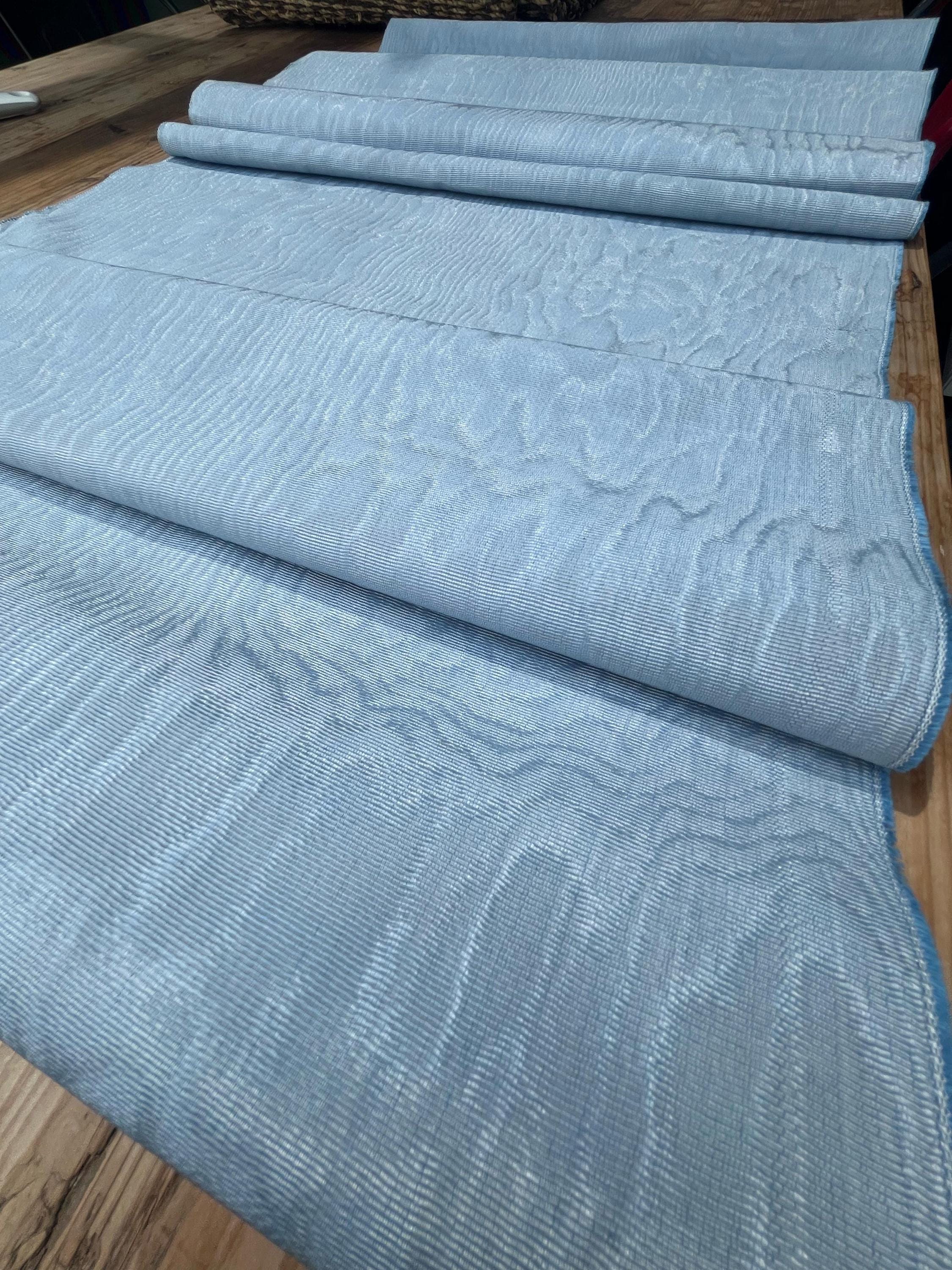Blue Silk Moire Fabric, Luxury Home Textile Fabrics, Interior Fabric ...