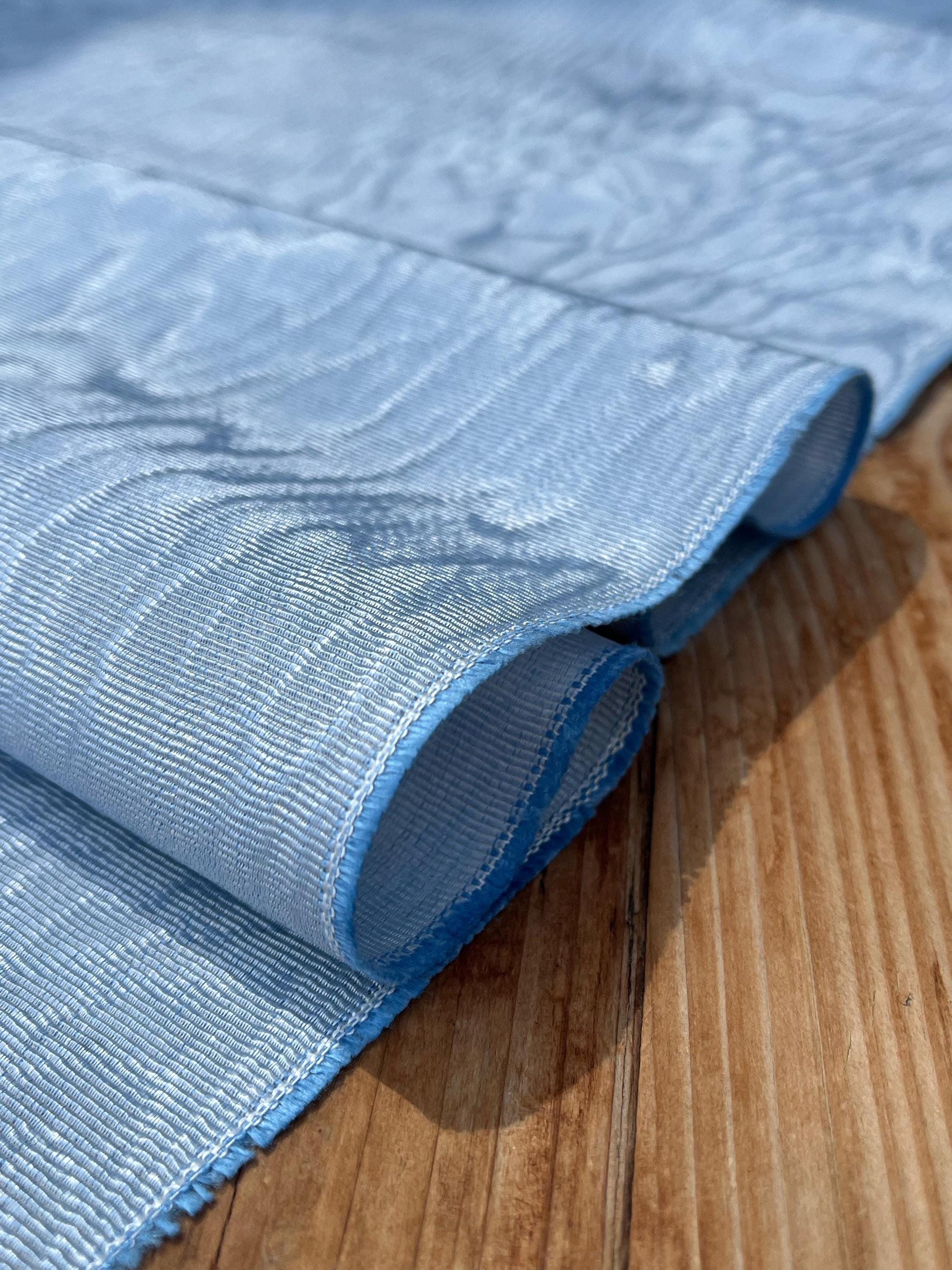 Blue Silk Moire Fabric, Luxury Home Textile Fabrics, Interior Fabric ...