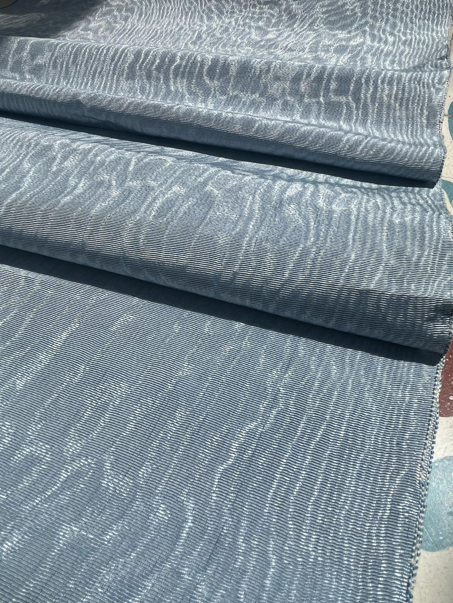 Tela muaré de seda azul claro, estampado de marca de agua, mezcla de algodón turco - Etsy México