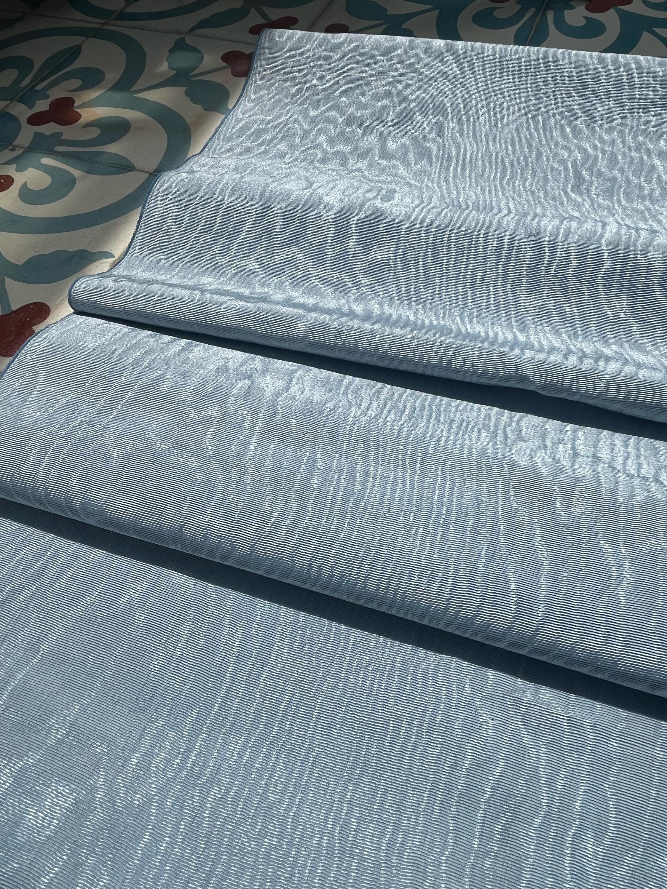 Blue Silk Moire Fabric, Luxury Home Textile Fabrics, Interior Fabric ...