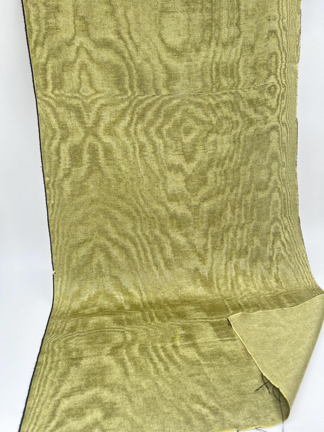 Green Silk Moire Fabric, Watermark Pattern, Home Textile (19.7" Wide ...
