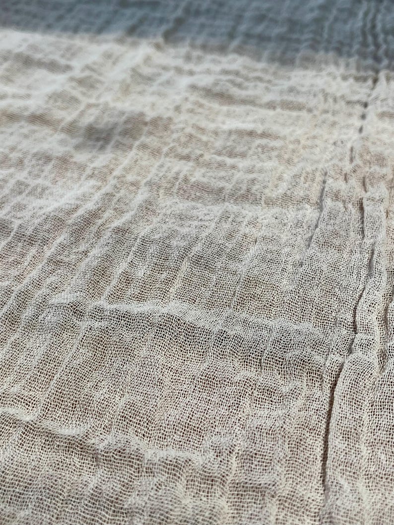 Organic Crinkle Cotton Gauze Fabric - Stone Color, Hand-loomed Double ...