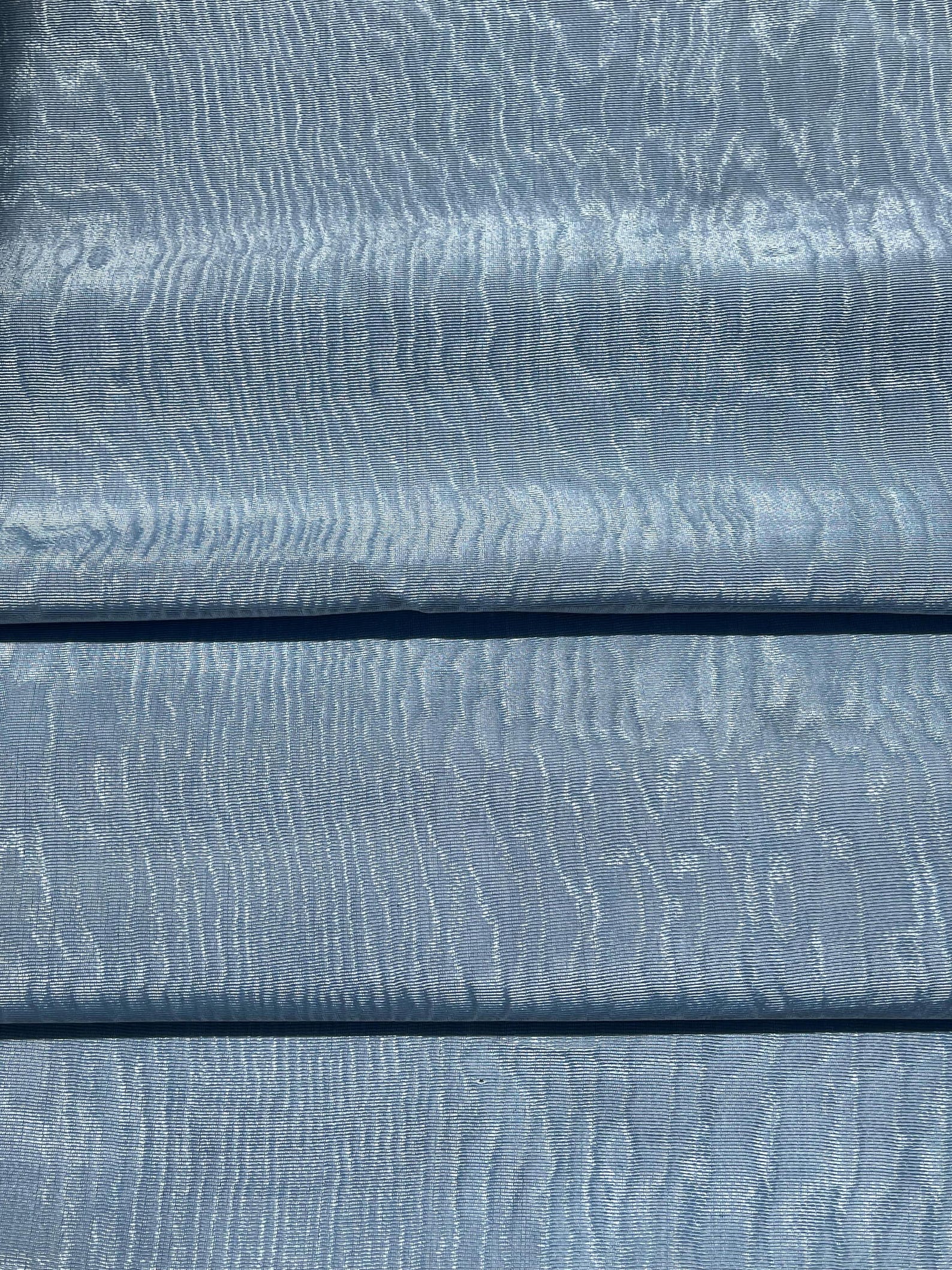 Light Blue Silk Moiré Fabric, Watermark Pattern, Turkish Cotton Blend ...