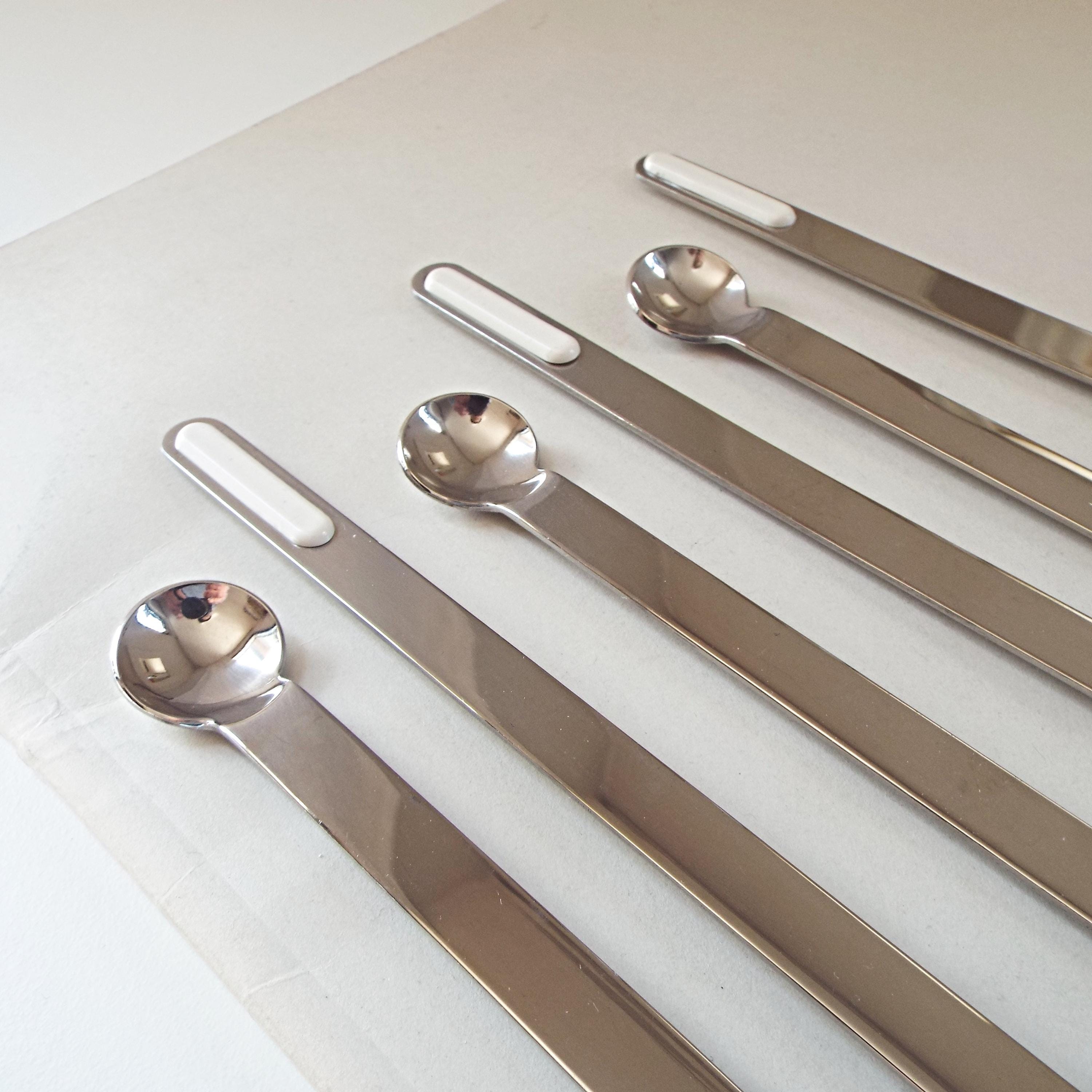 Rare '80s Set Ice Cream Spoons, 6 Pc Space Age Long Spoons, Vintage ...