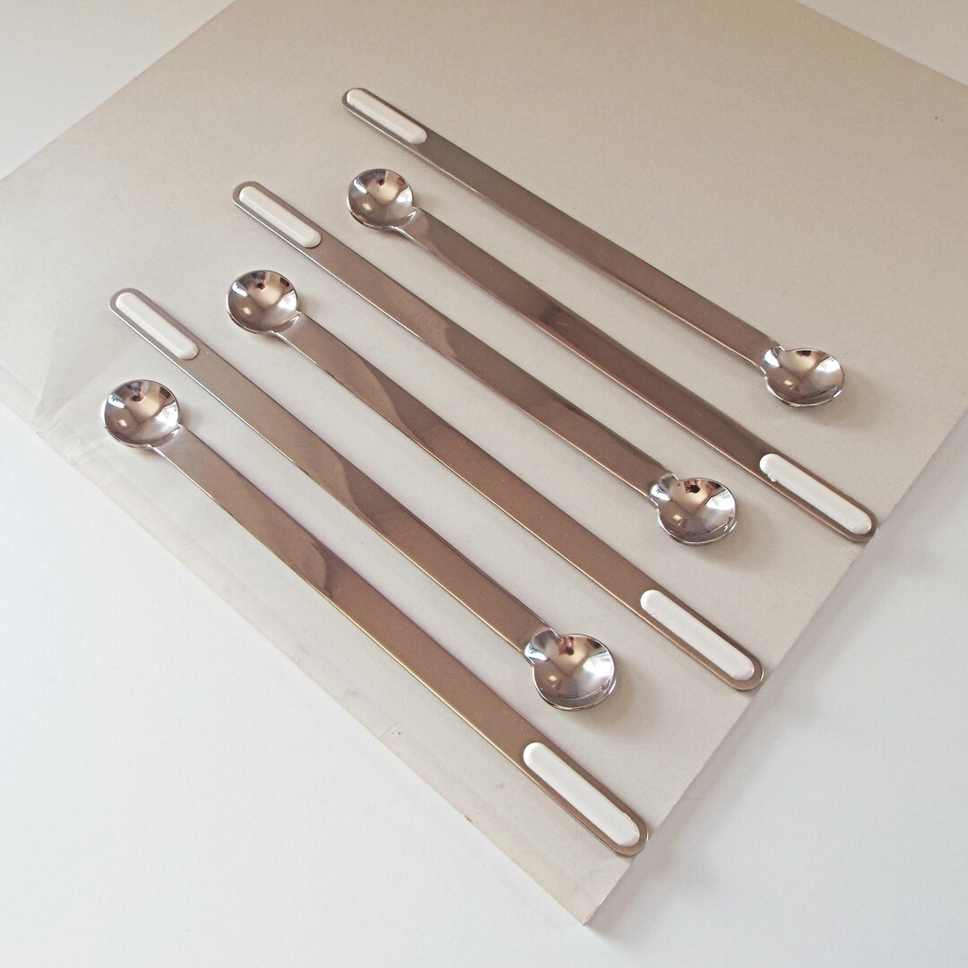 Rare '80s Set Ice Cream Spoons, 6 Pc Space Age Long Spoons, Vintage ...