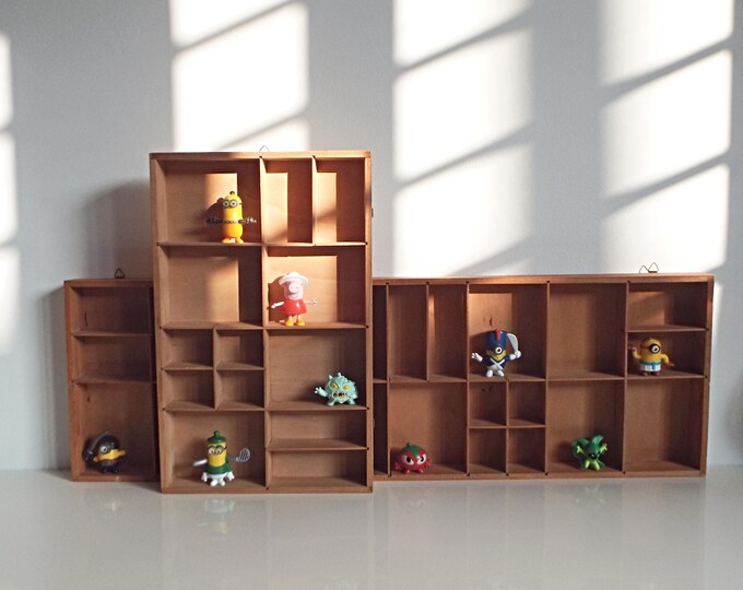 Vintage Wooden Typesetting Box, Collection Trinkets Storage, Wooden ...