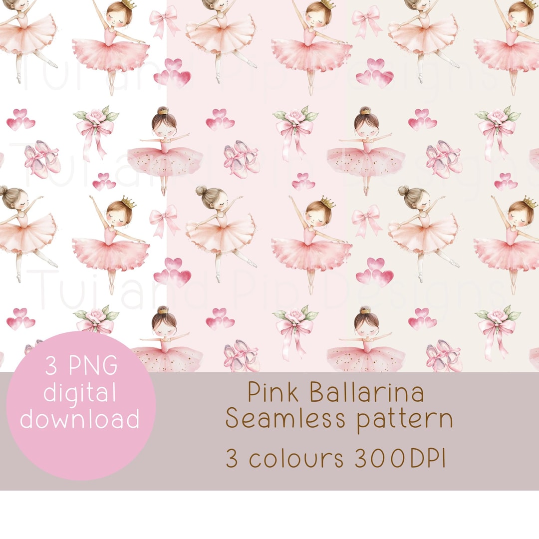 Ballerina Seamless Digital Paper – 3 Color Variations (PNG) - Etsy