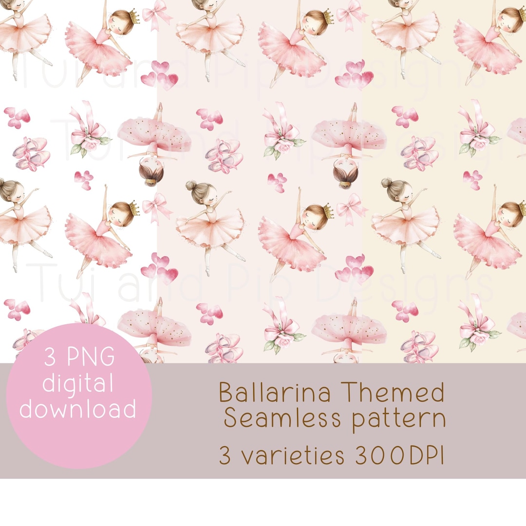 Ballerina Seamless Digital Paper – Non Directional 3 Color Variations ...