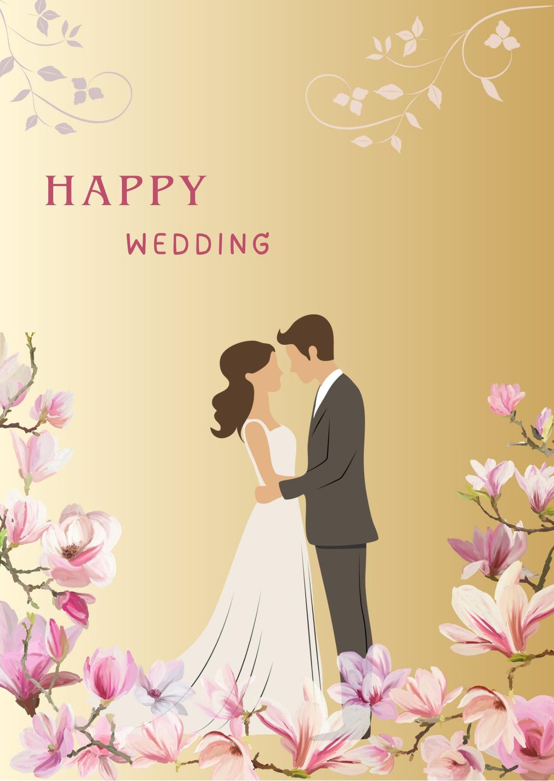 Wedding Card| Wedding Congratulations| Bride & Groom| Luxury| Floral ...
