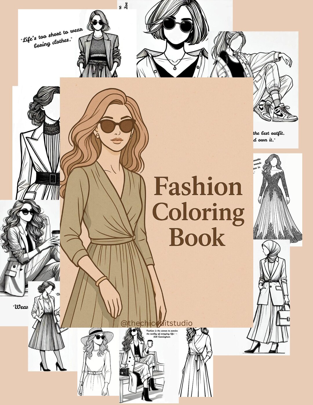Fashion Coloring Book for Adults | 22 Stylish Outfits With Fashion ...
