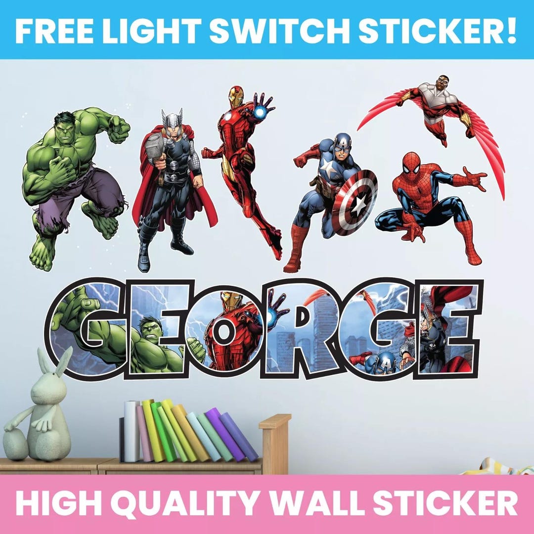 Personalized Avengers Wall Decal: Custom Name Vinyl Sticker - Etsy UK