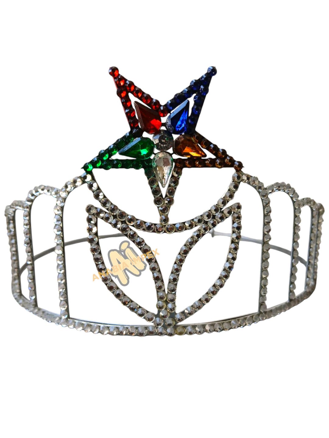 Masonic Order of Eastern Star OES Crown Five Color Star Silver Tone ...