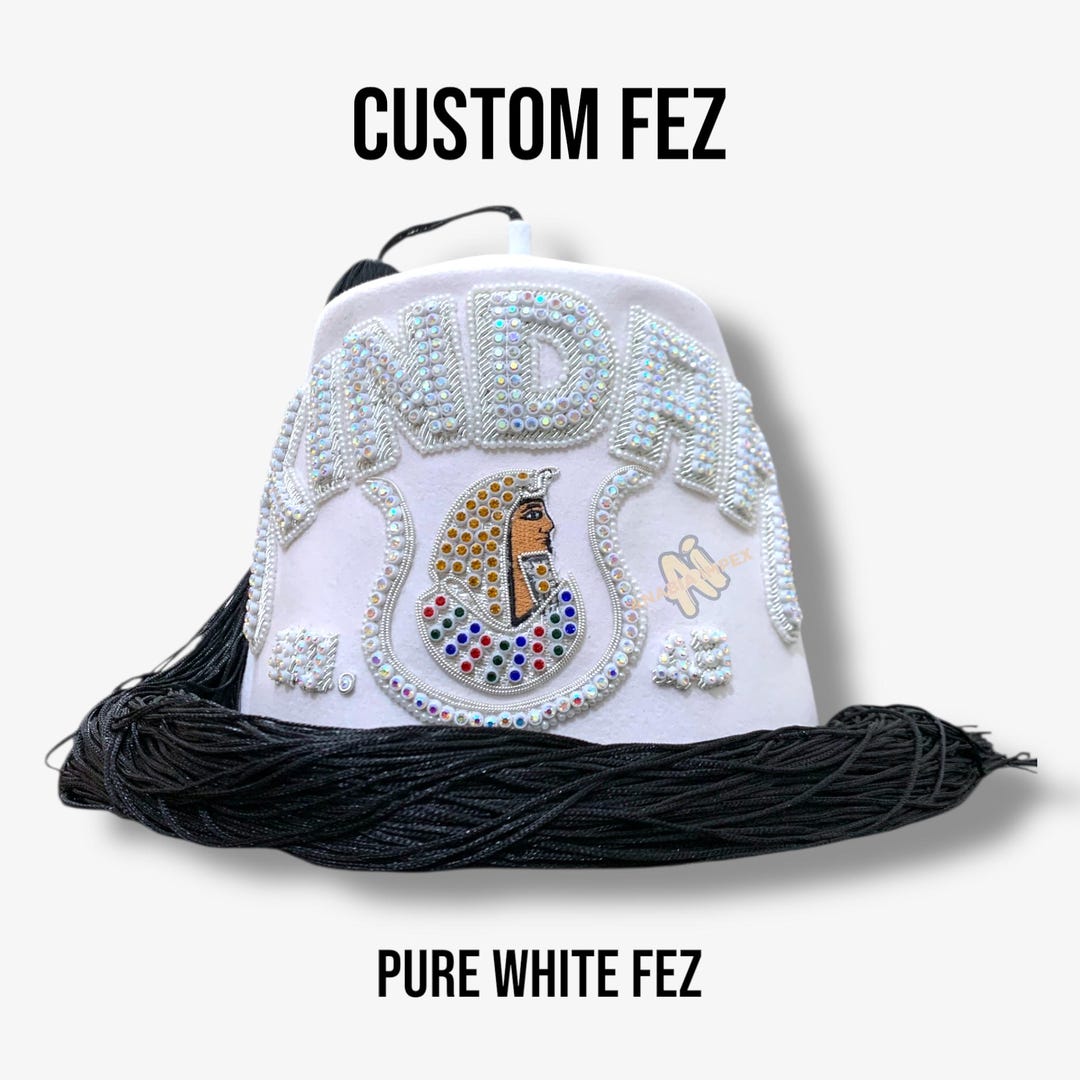 Masonic Daughter of ISIS Pure White Ladies Fez Hat - Custom Lodge Name ...
