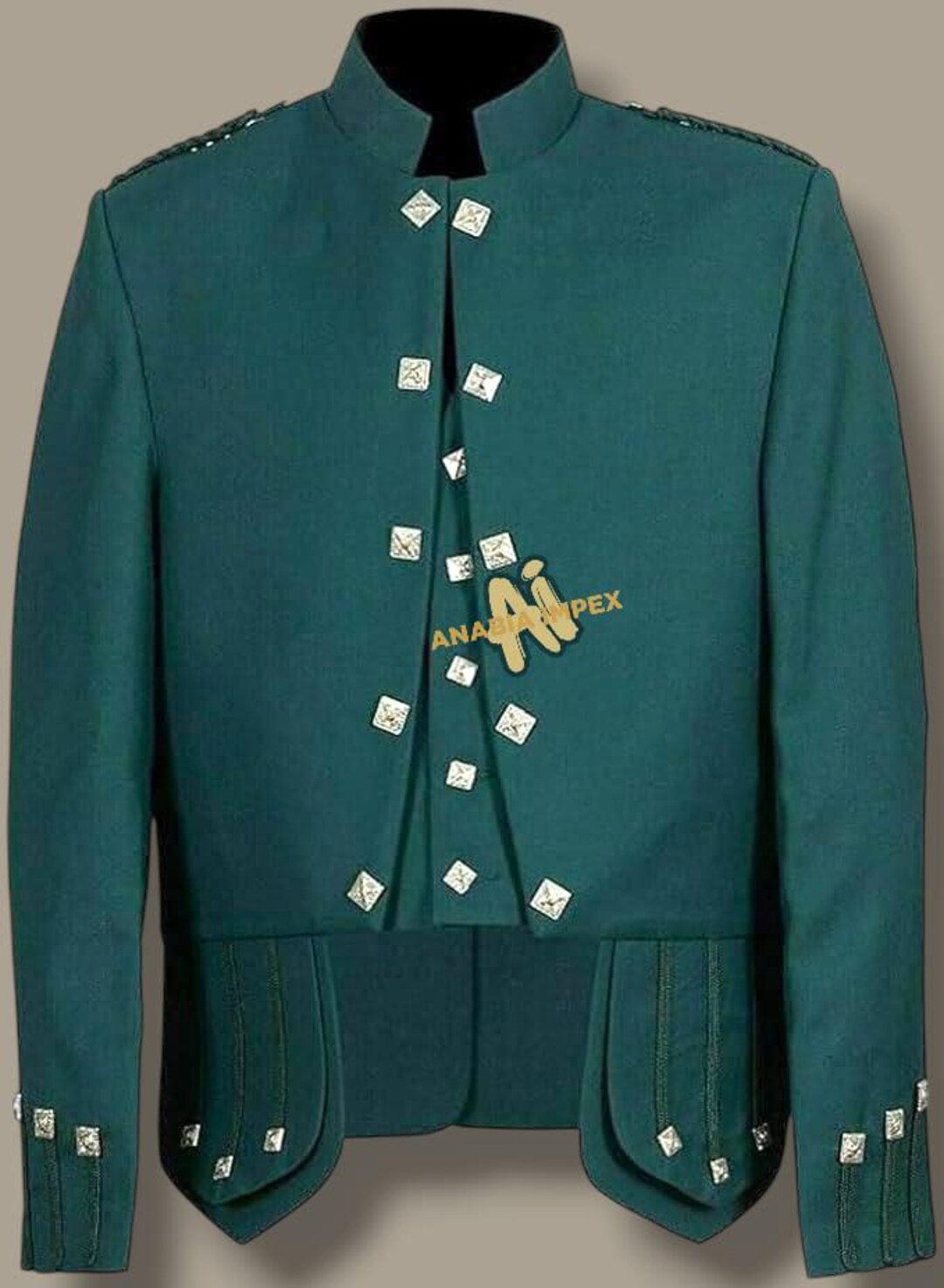 Men's Green Wool Sheriffmuir Jacket: Scottish Highland Wedding Doublet ...