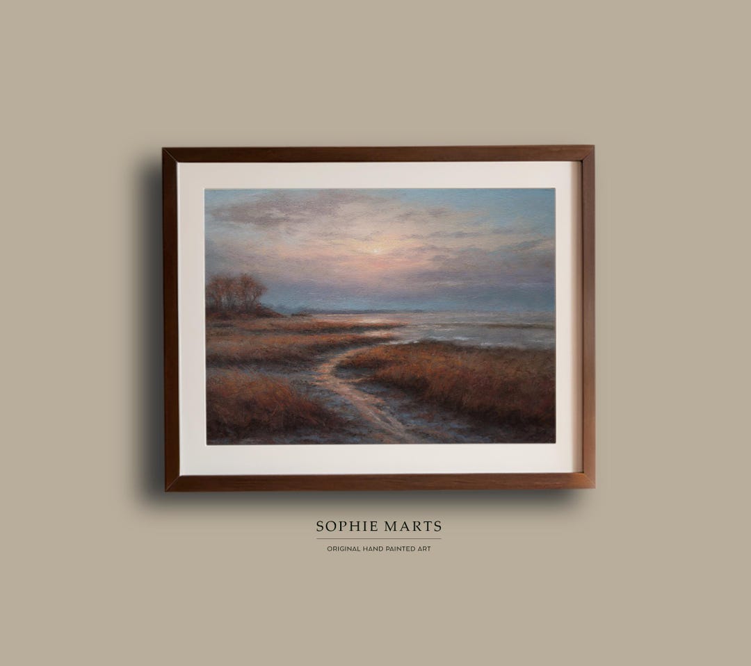 Serene Coastal Sunset – Original Pastel Seascape, Framed Beach Wall Art ...