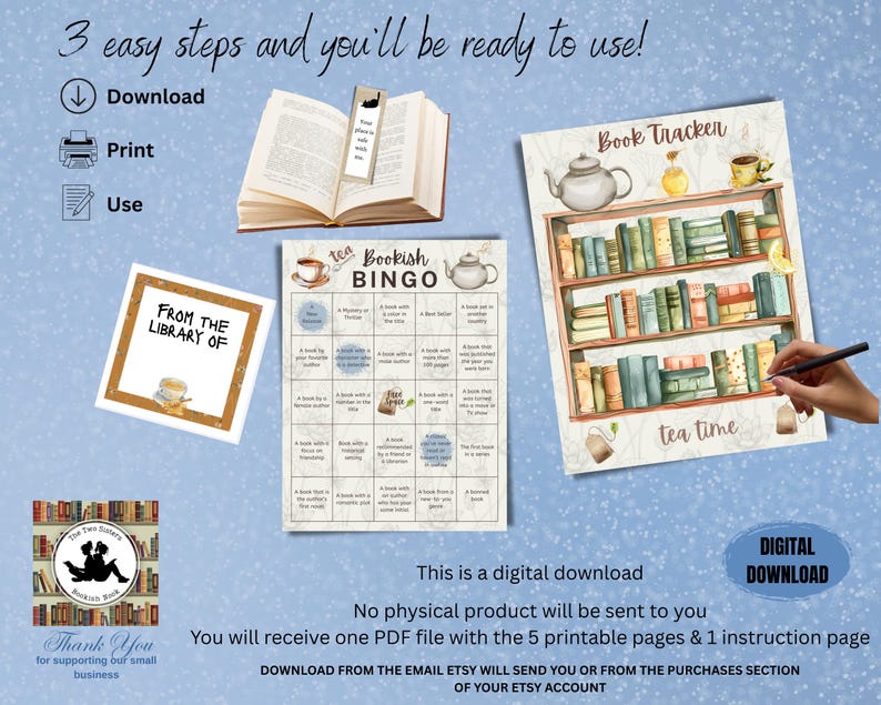 Reading Bundle Printable | Bookshelf Printable Tracker | Bingo ...